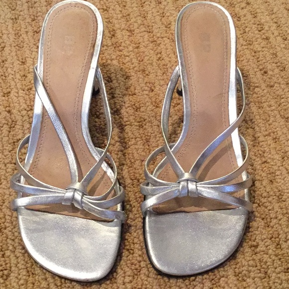 bp | Shoes | Silver Open Toe Sandals 3 Heels | Poshmark